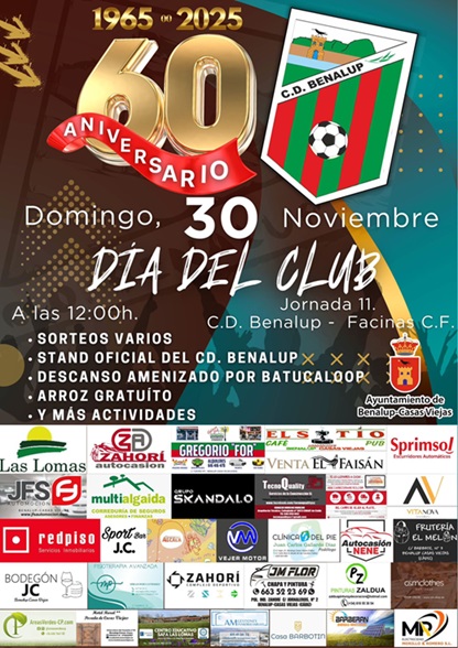 El CD Benalup celebra su 60 aniversario este domingo con el Día del Club y una serie de actividades